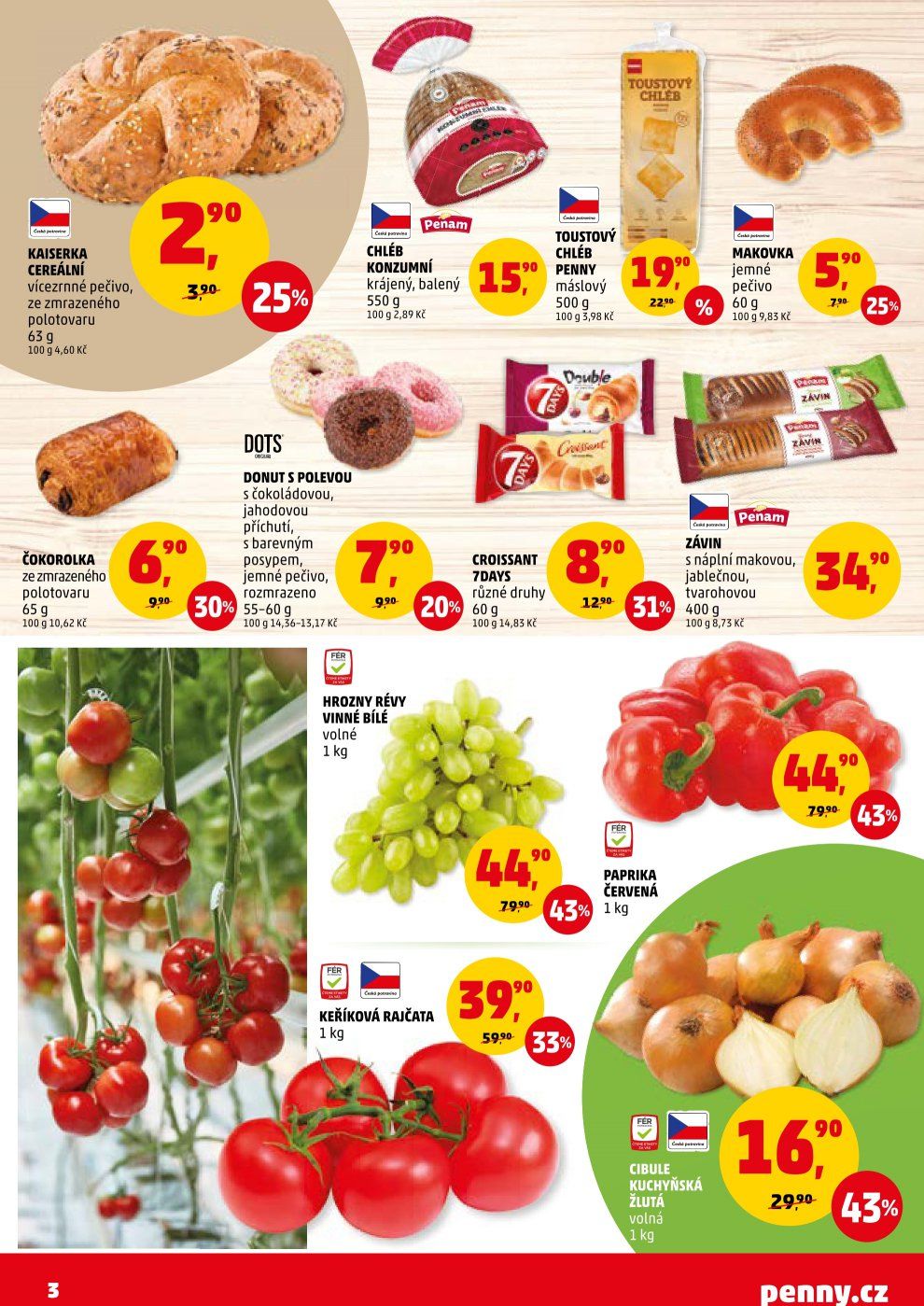 kaiserka cereální vícezrnné pečivo, ze zmrazeného polotovaru 63 g 100 g ...